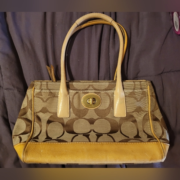 Coach | Bags | Coach Hampton Line Purse Shoulder Bag Tote Tan Brown ...